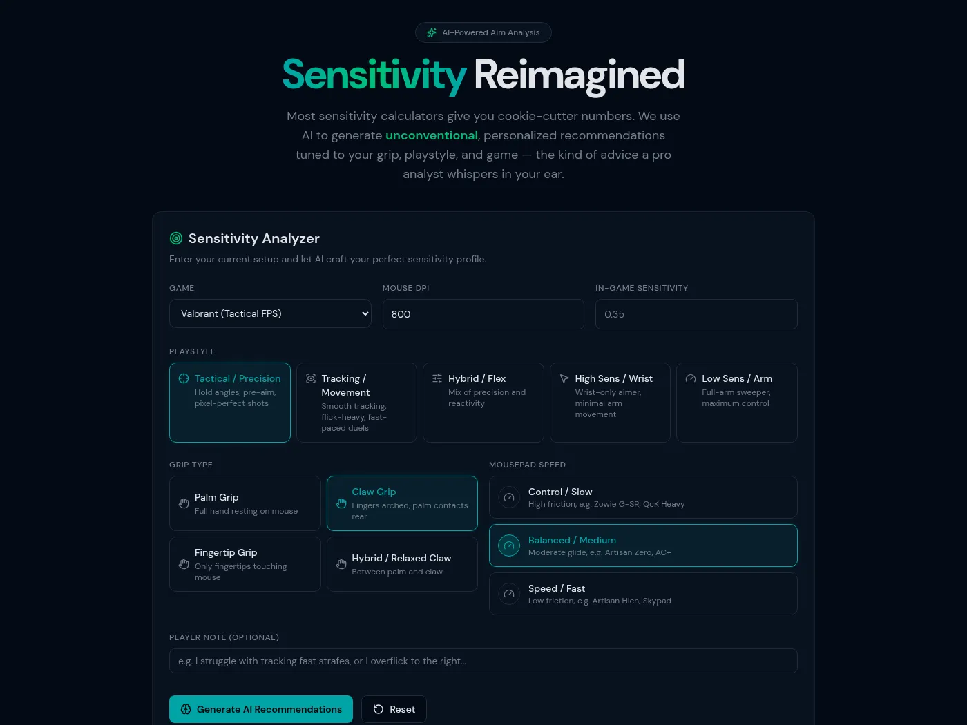 AI Gamer Sensitivity Pro
