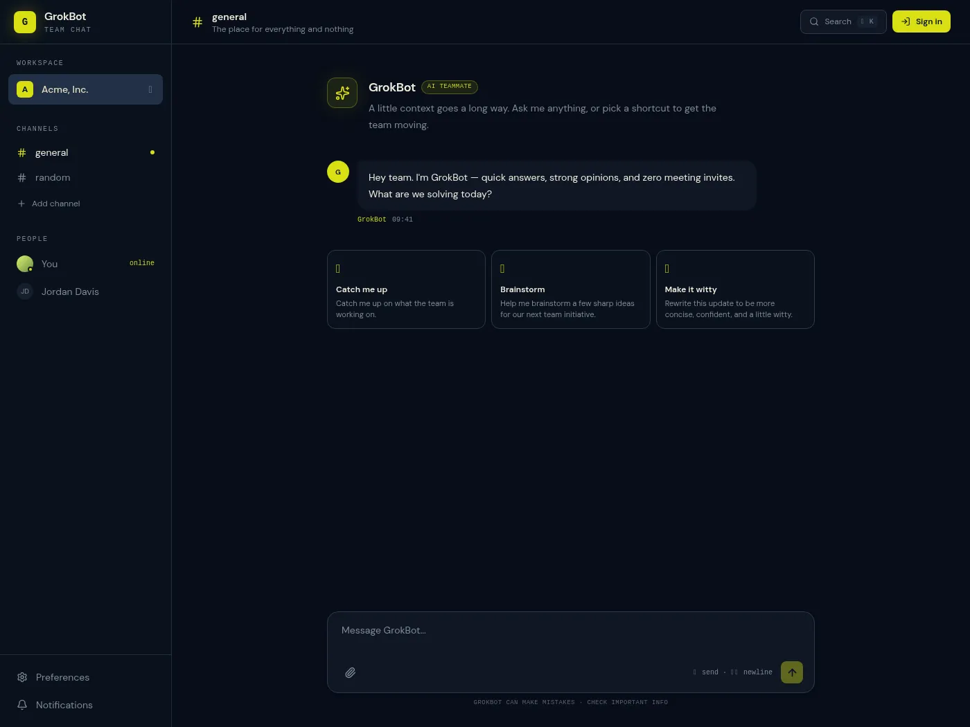 GrokBot Team Chat