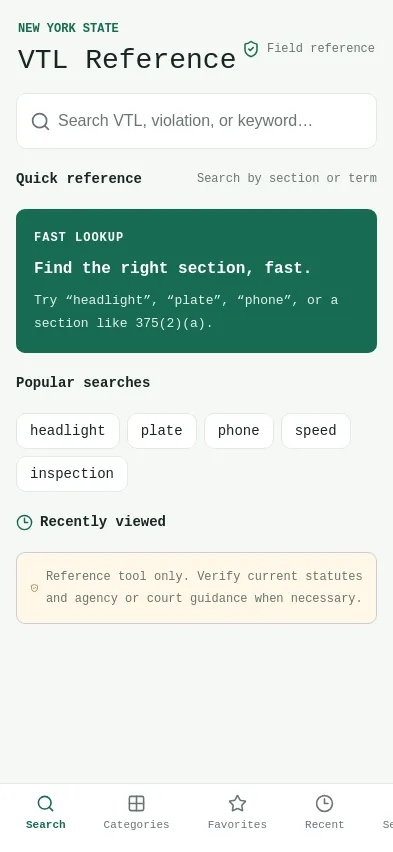 NY VTL Quick Reference