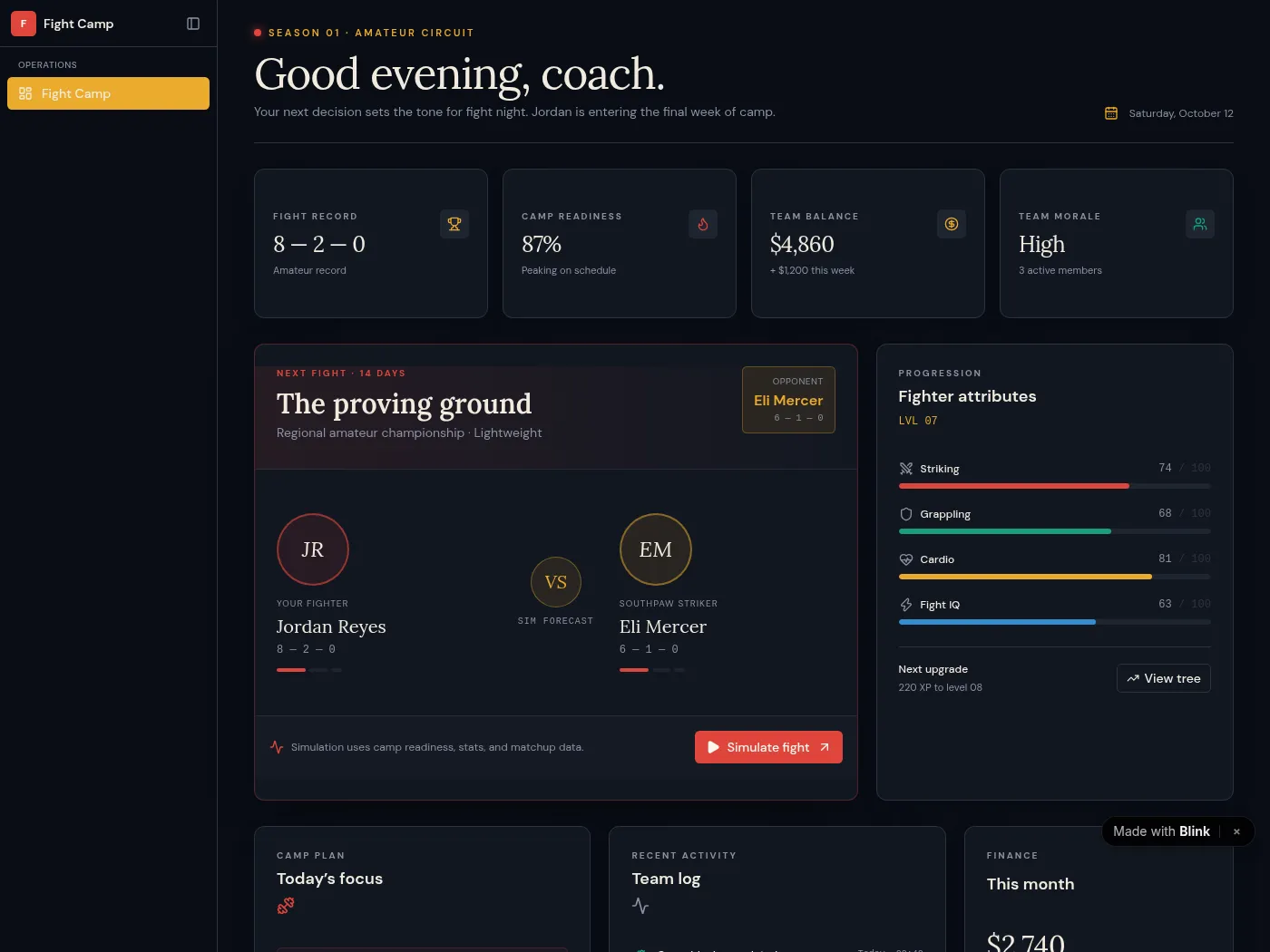 MMA Fighter RPG Manager