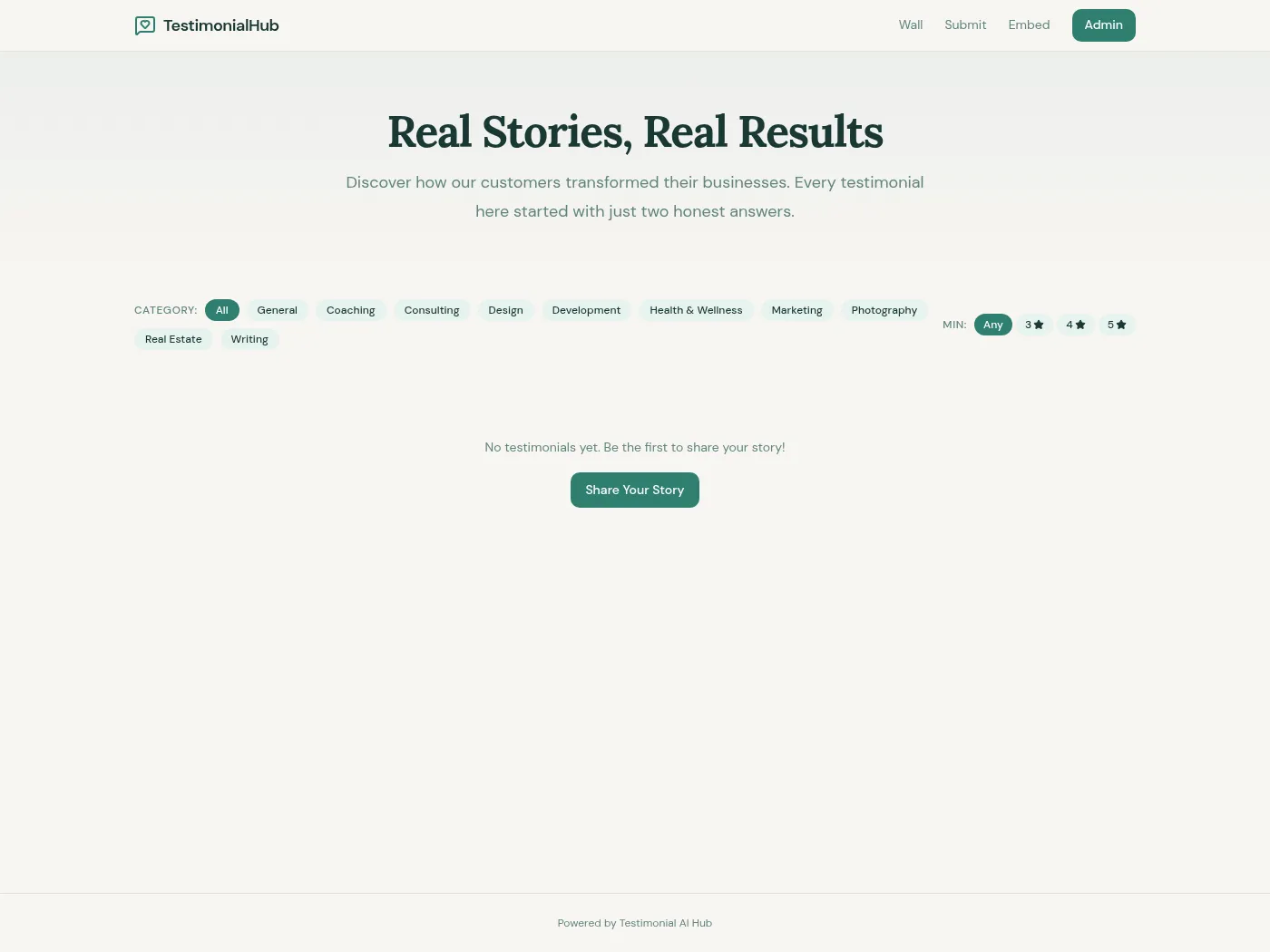 Testimonial AI Hub