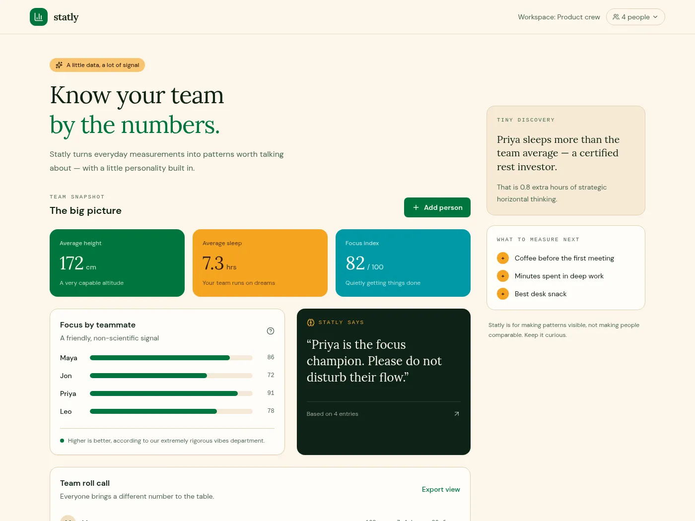 Statly Personal Analyzer