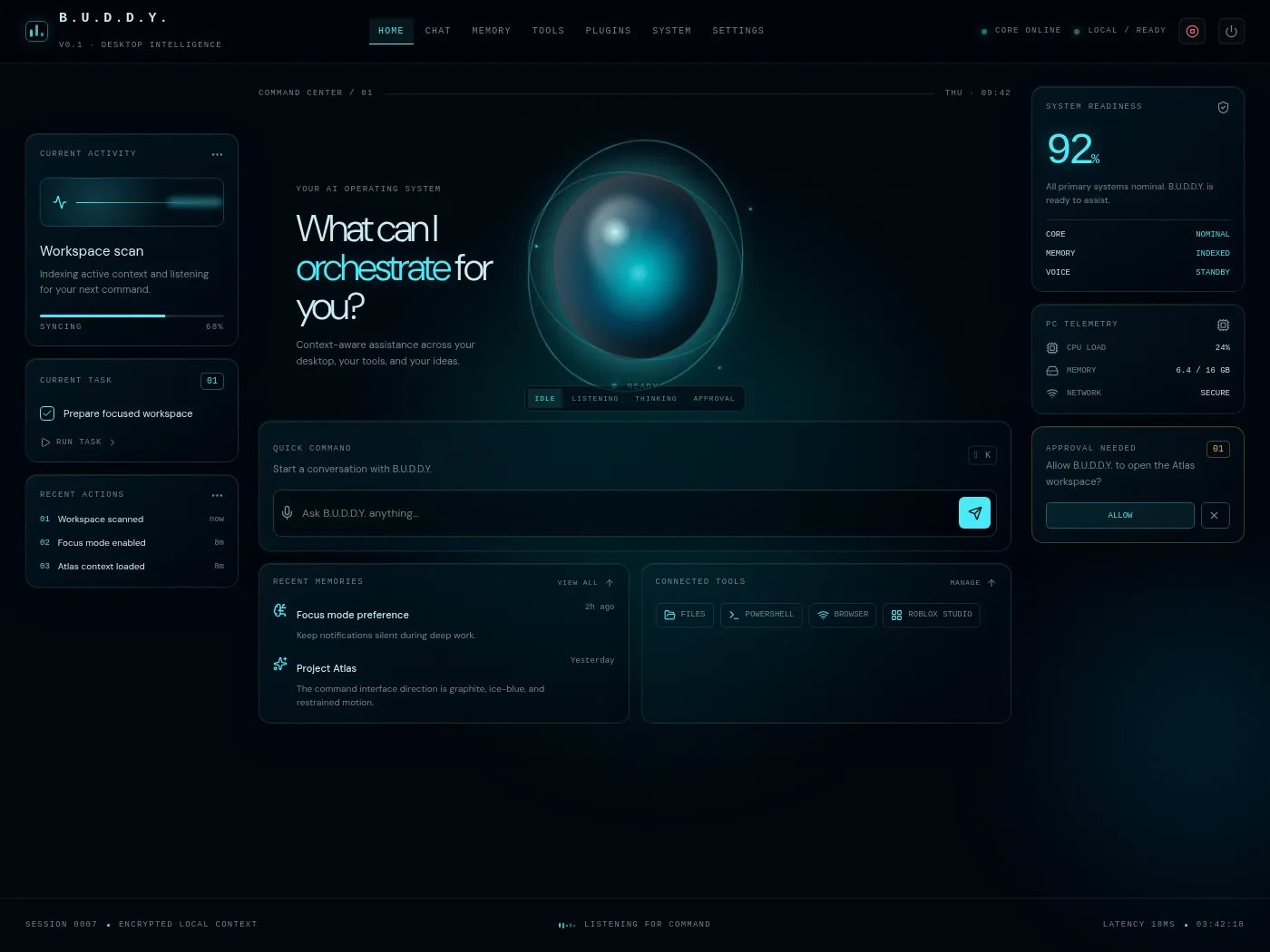 B.U.D.D.Y. Futuristic AI UI