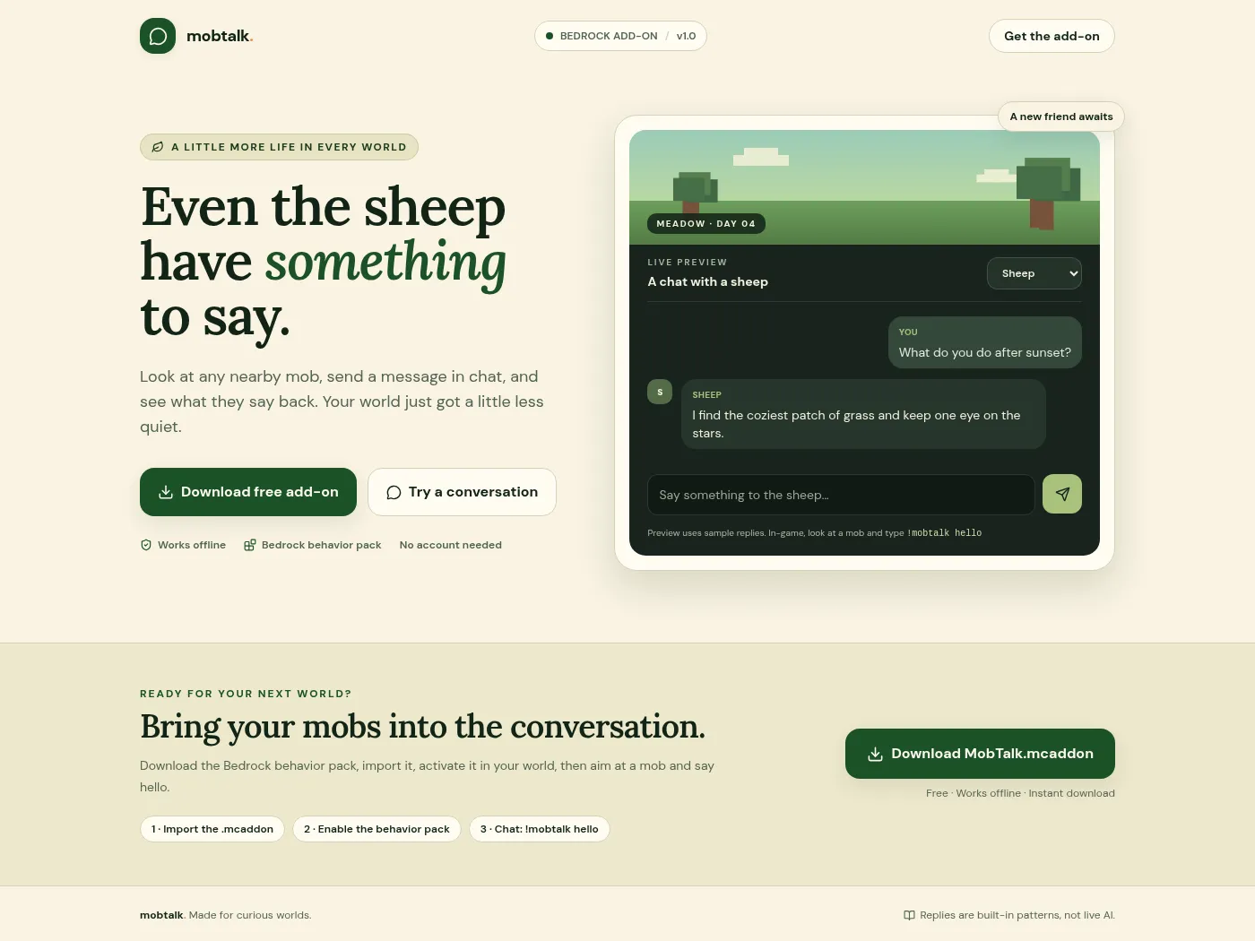 MobTalk: Minecraft Bedrock Chat