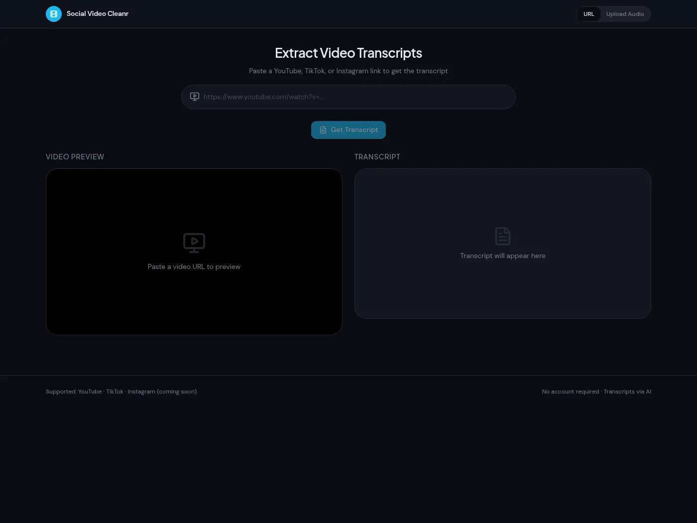 Social Video Cleaner & Transciber