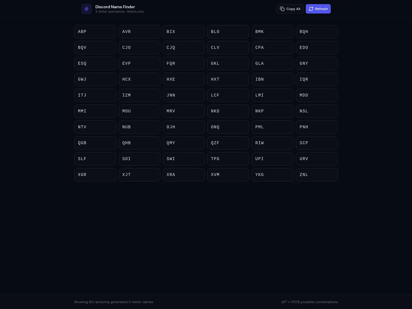 Discord Name Finder
