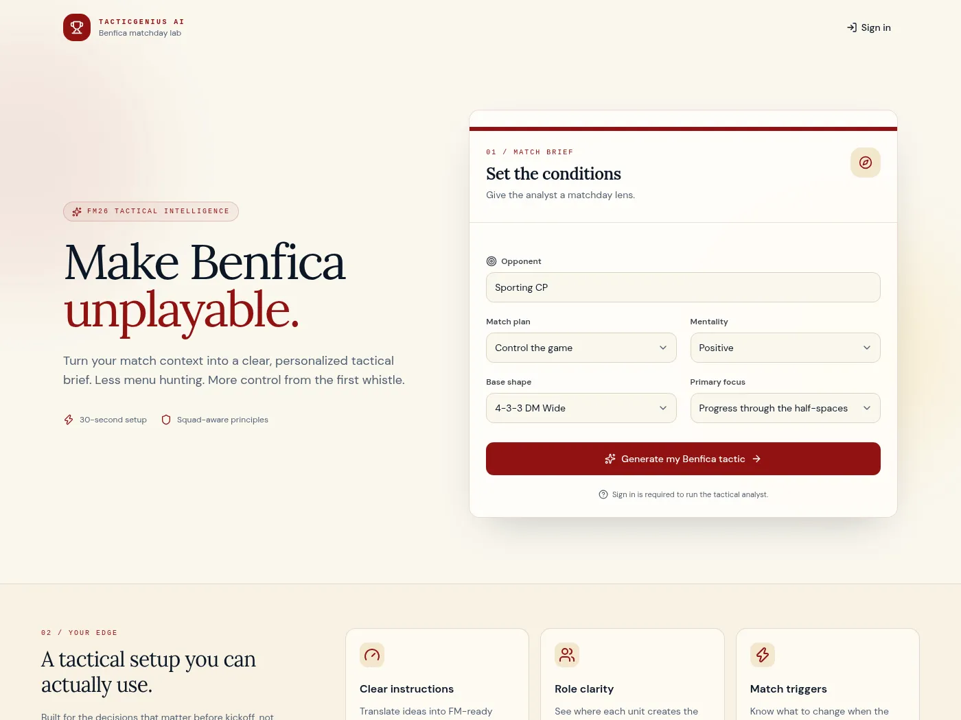 TacticGenius AI for Benfica