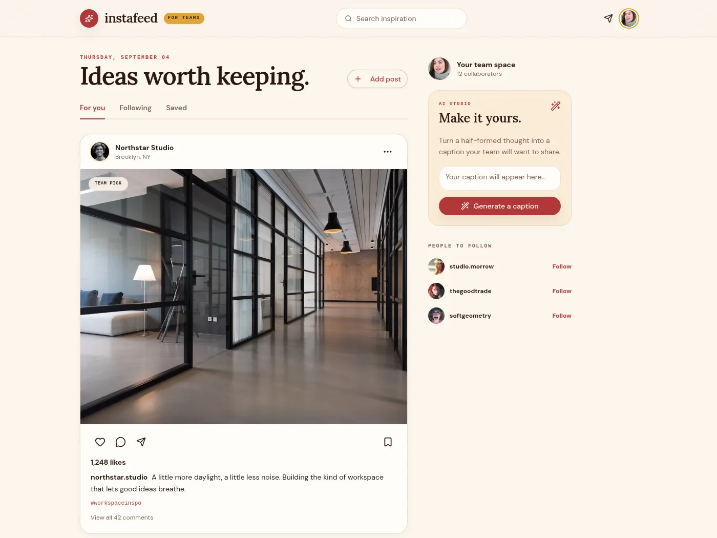 Instafeed AI Web App