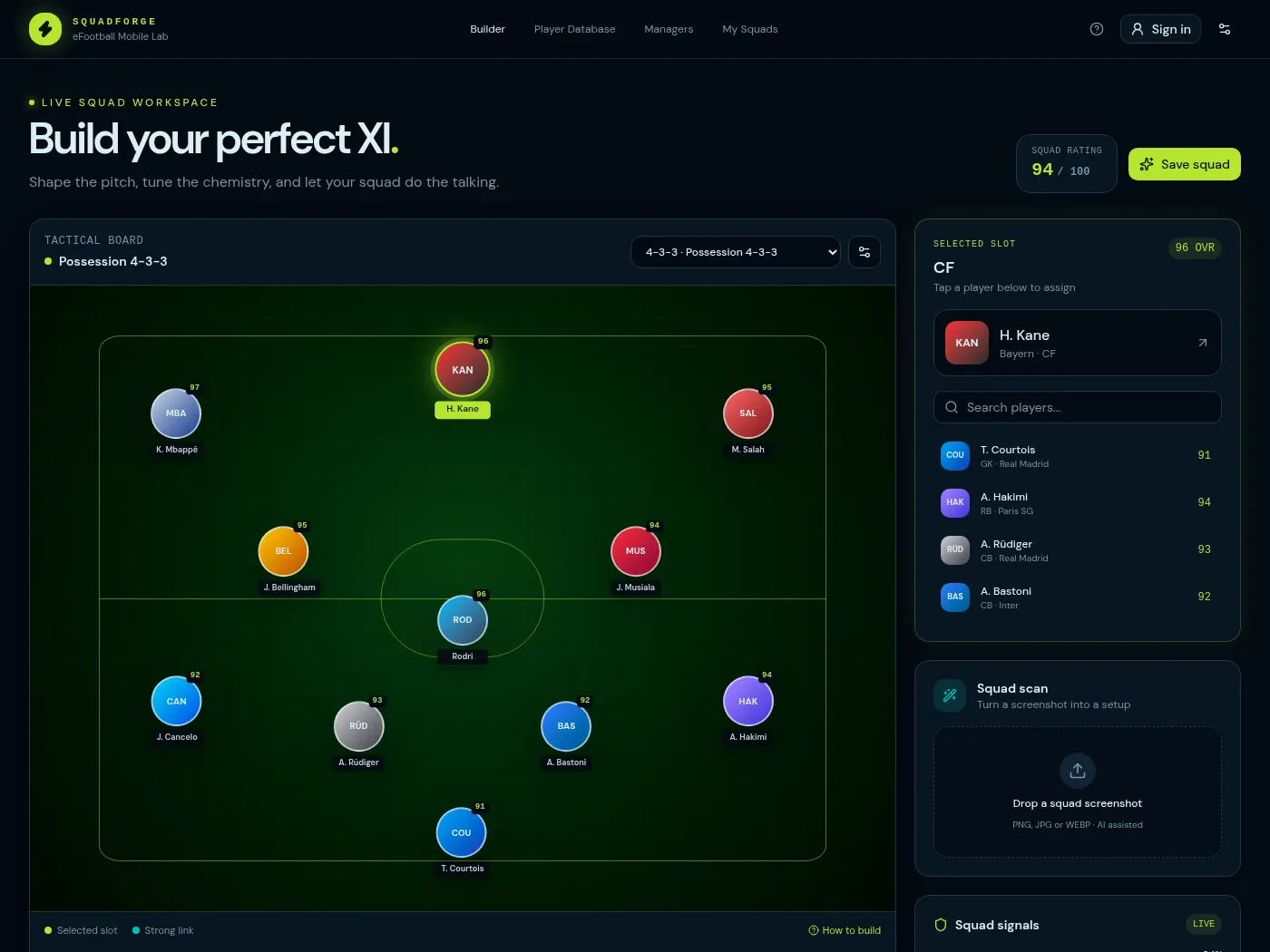 eFootball Squad Builder