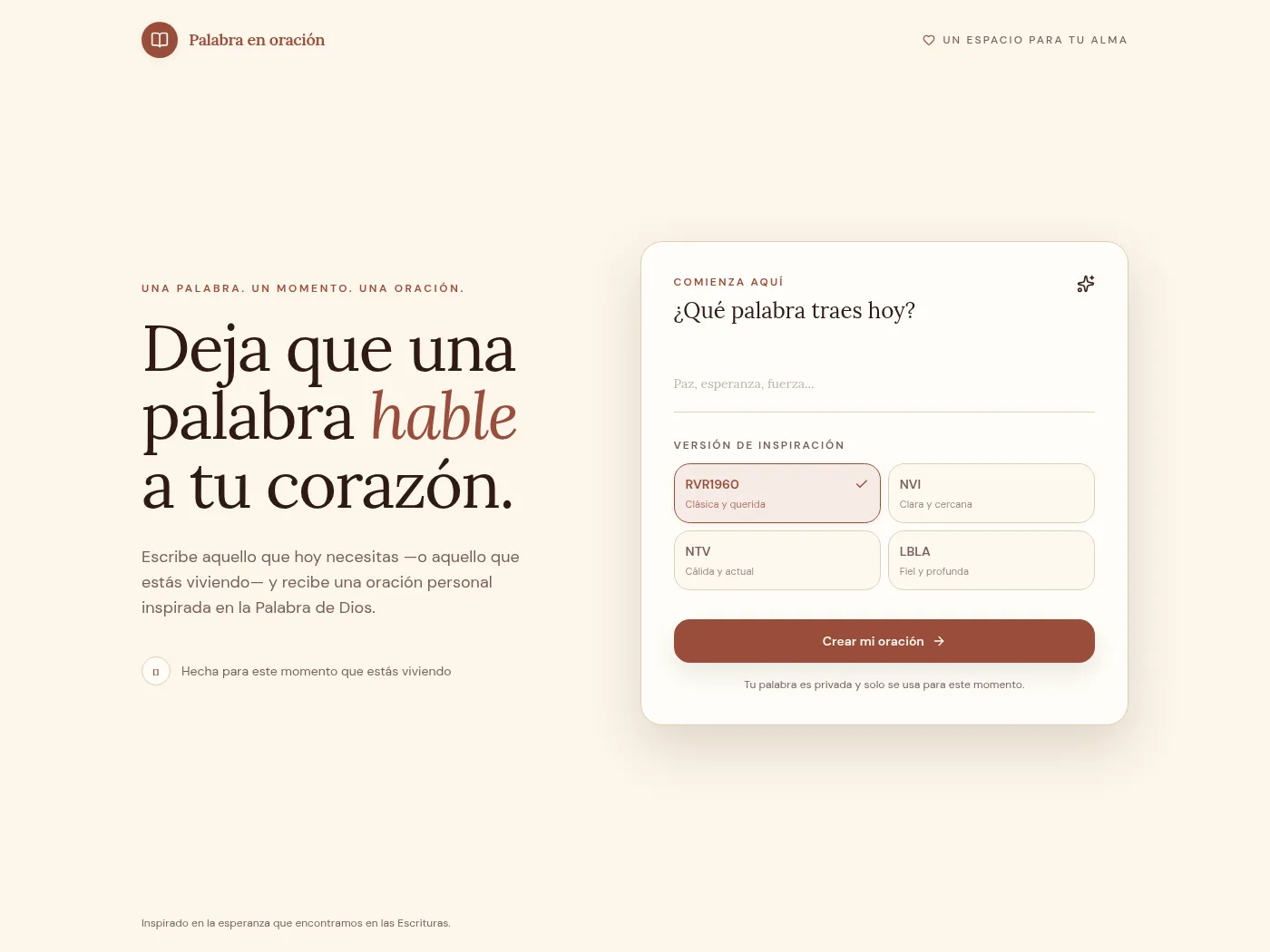 Palabra en Oración Bíblica