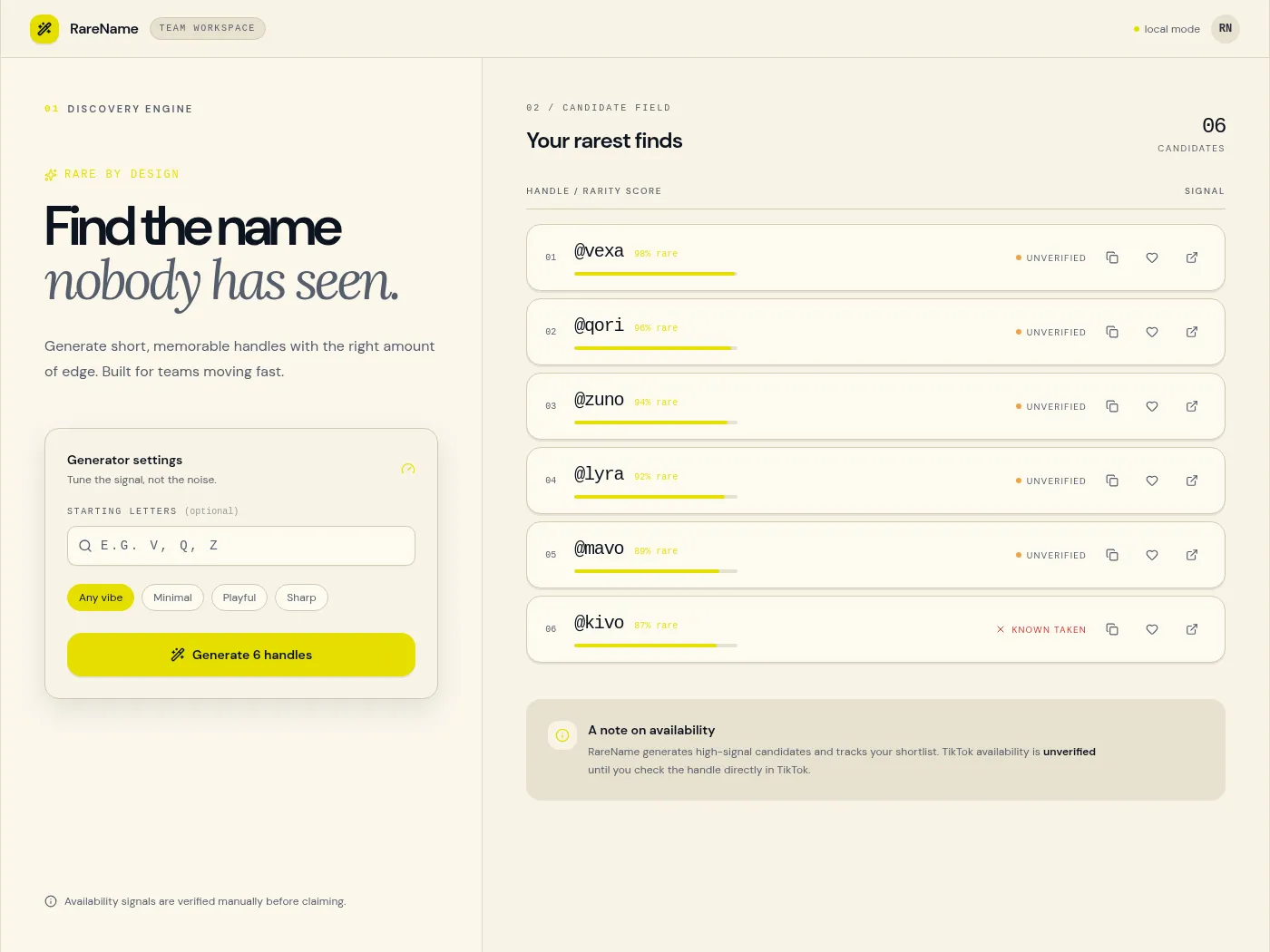 RareName AI Generator