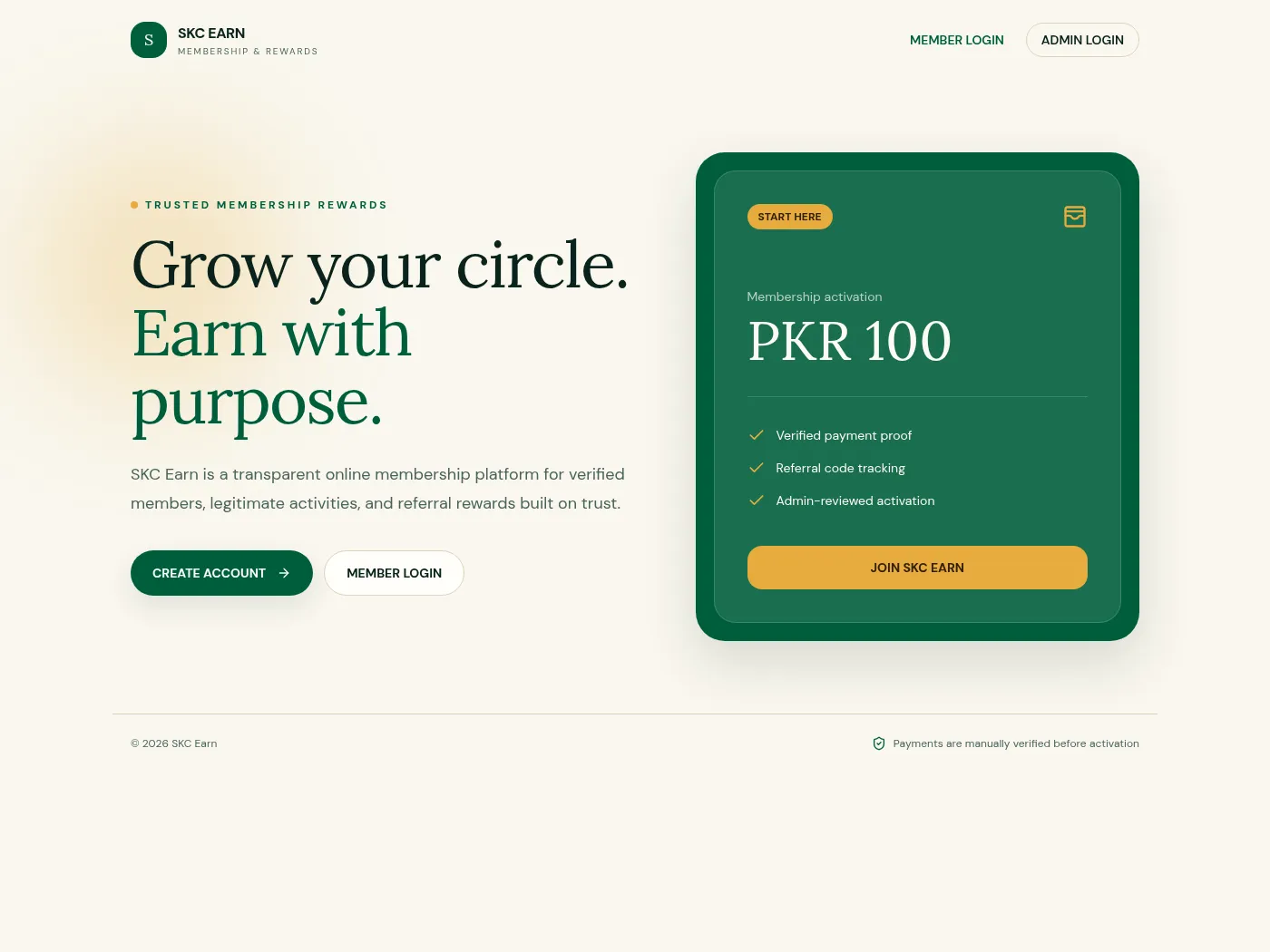 SKC Earn Platform