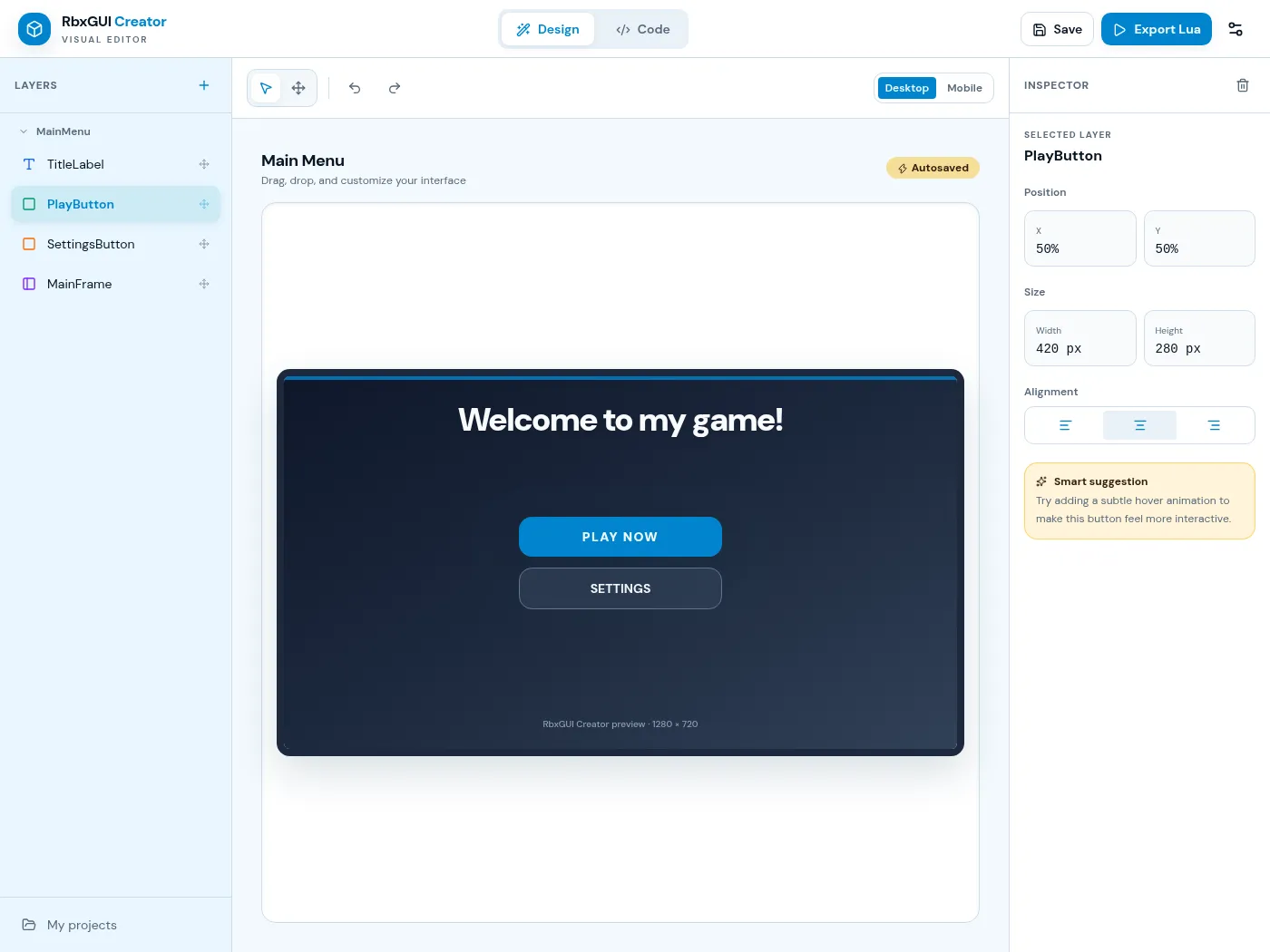 RbxGUI Creator