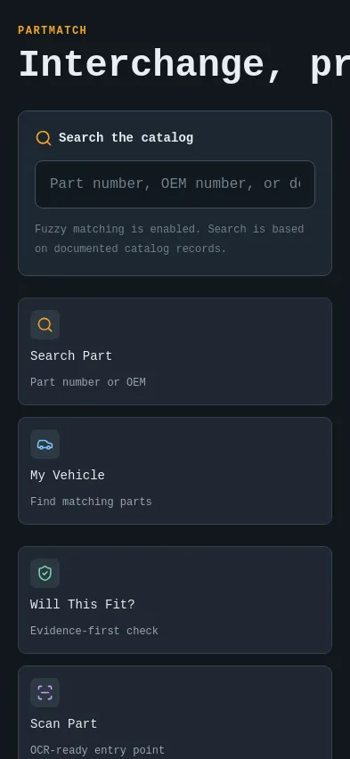 PartMatch Interchange Finder