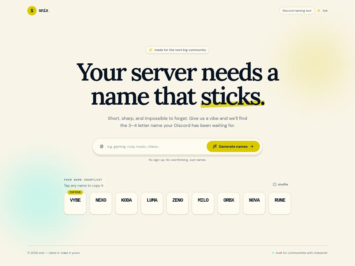 Snix Discord Naming Tool