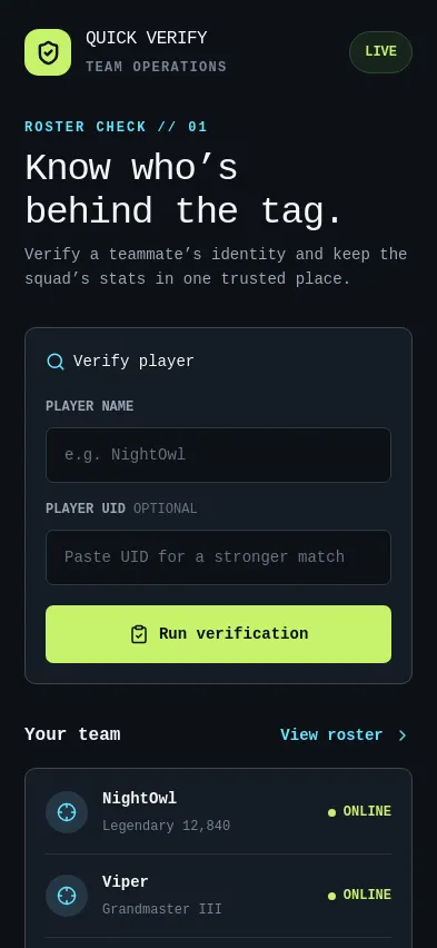 CODM Quick Verifier
