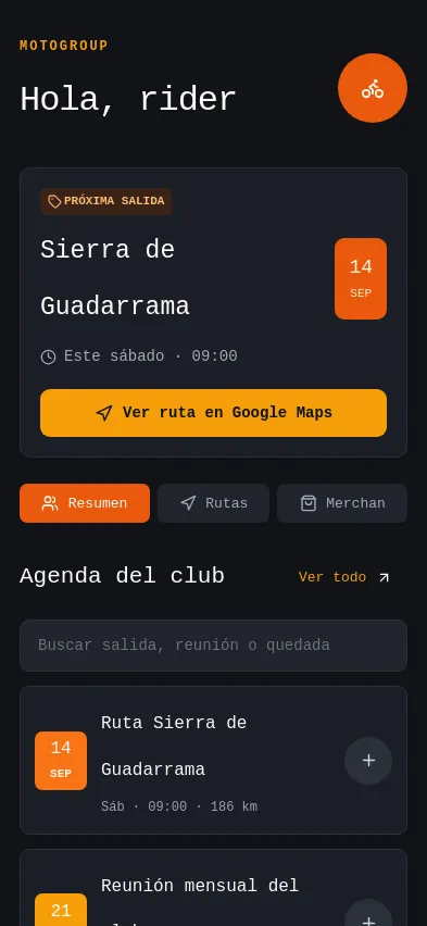 MotoGroup Organizer