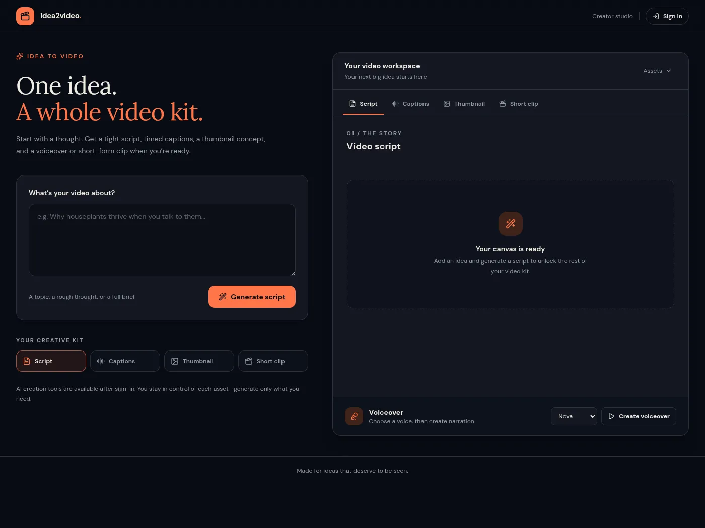 Idea2Video Toolkit