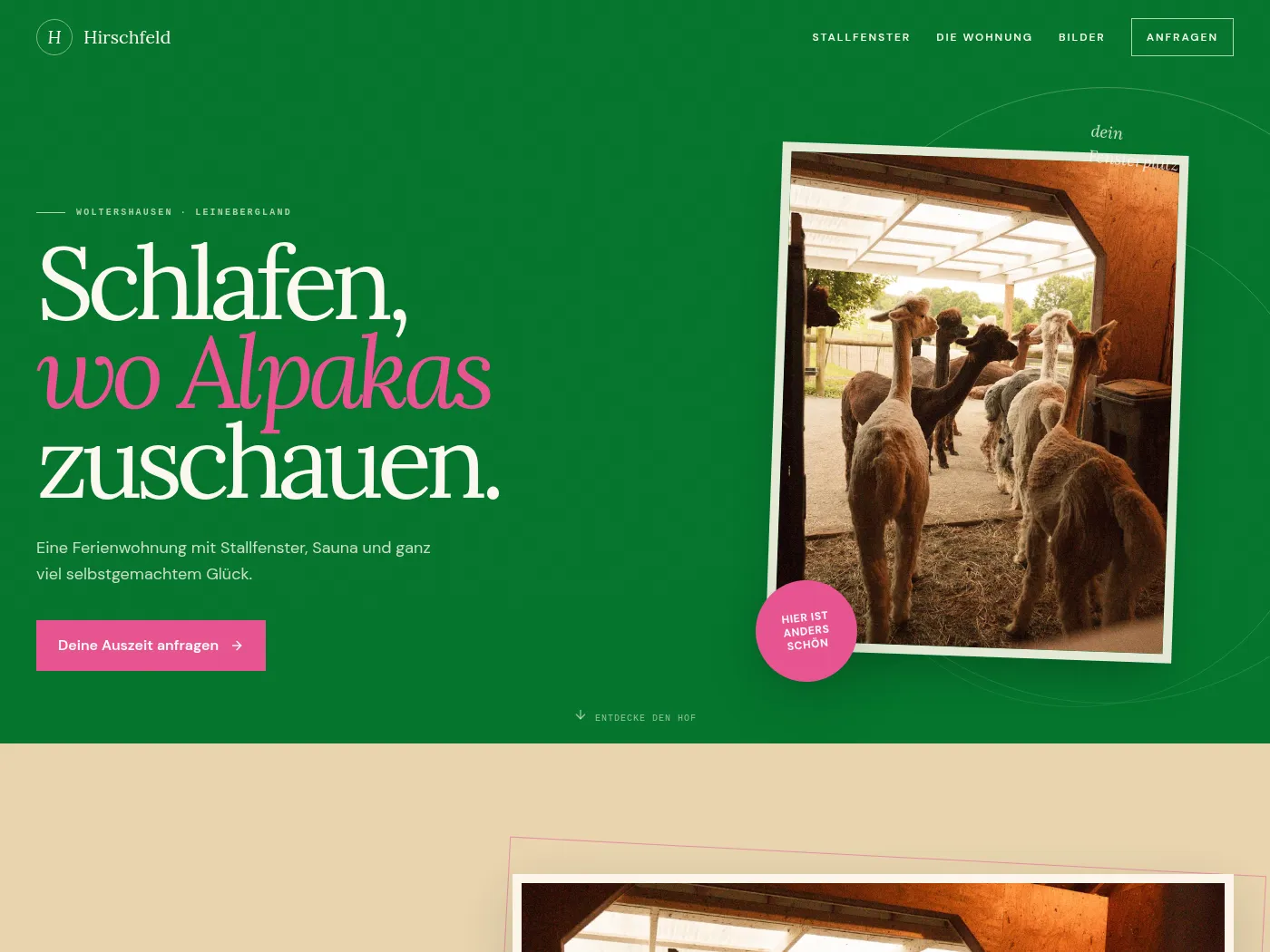 Hirschfeld Ferienwohnung Website