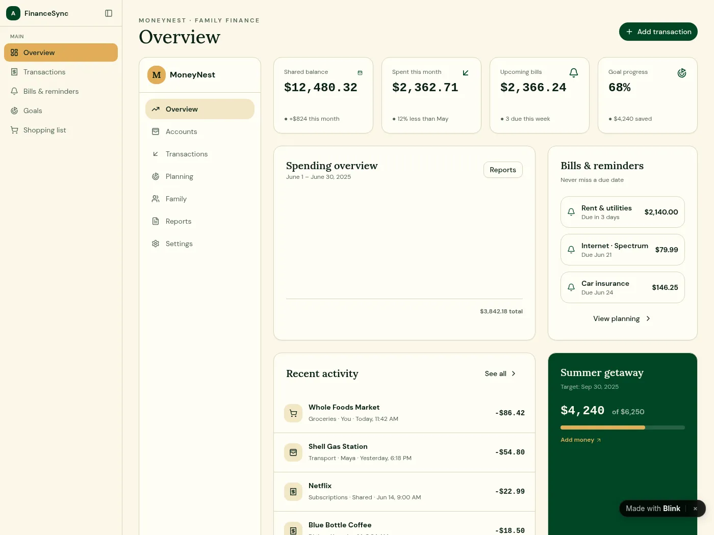 FinanceSync Family App