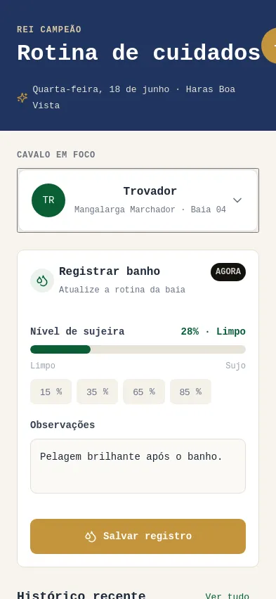 Rei Campeão Gestão Equina