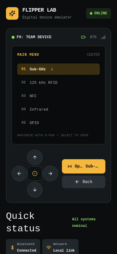 Flipper Zero Digital Emulator