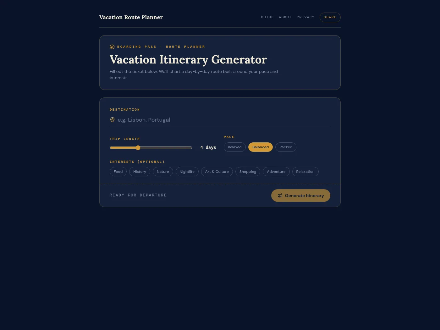 Vacation Route Planner