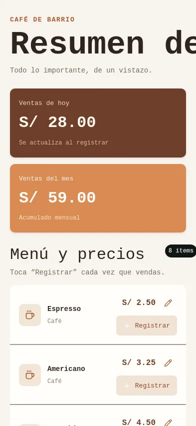 Café Sales Tracker