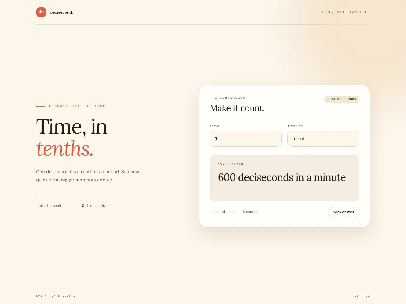 Decisecond Converter