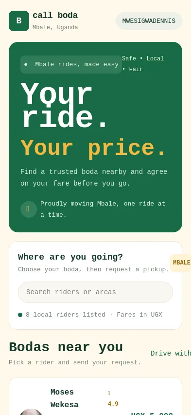 Call Boda Rider App