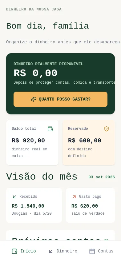 Dinheiro da Nossa Casa