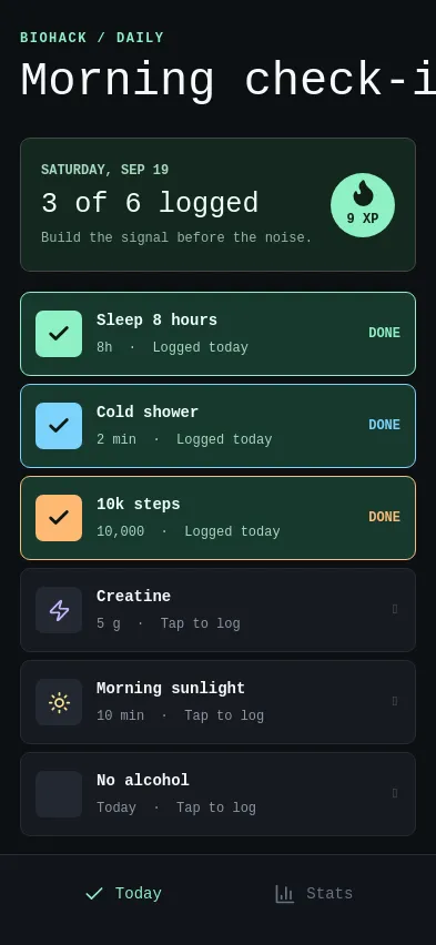 BioHacker Habit Tracker