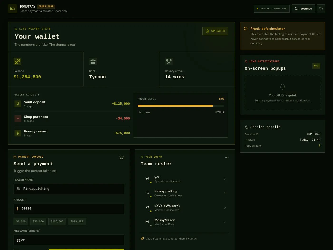 Minecraft Fake Money System