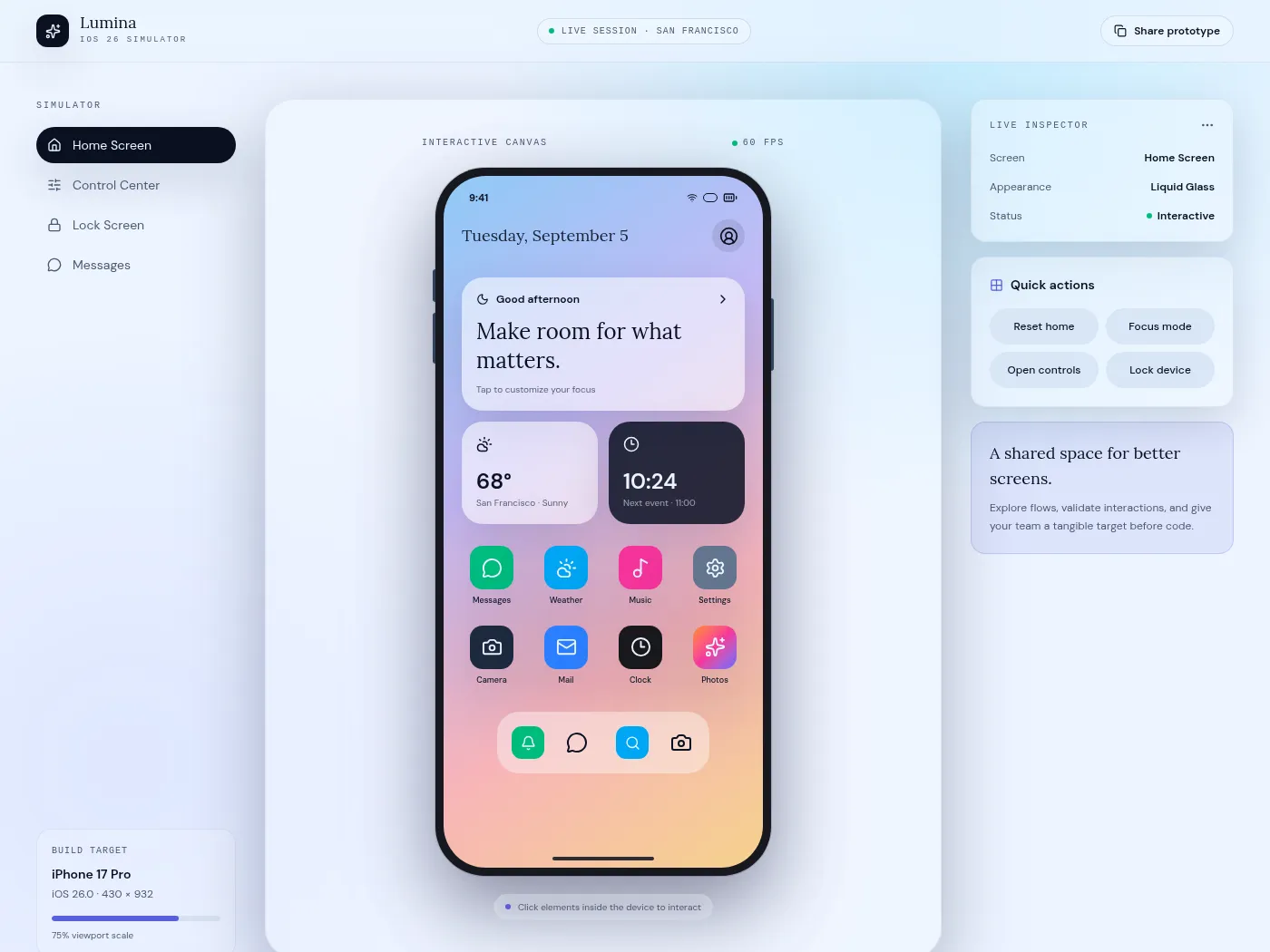 iOS 26 Interactive Simulator