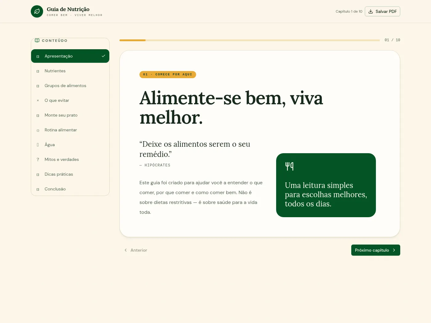 Guia Nutrição Interativo