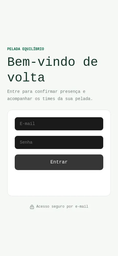 Pelada Equilíbrio App