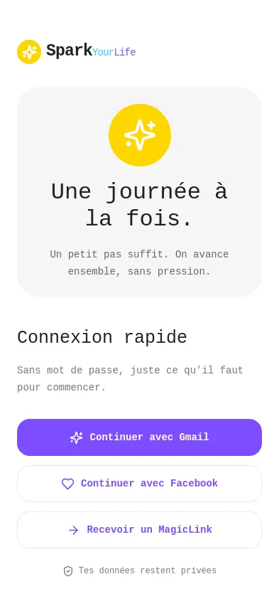 SparkYourLife Maquette Mobile