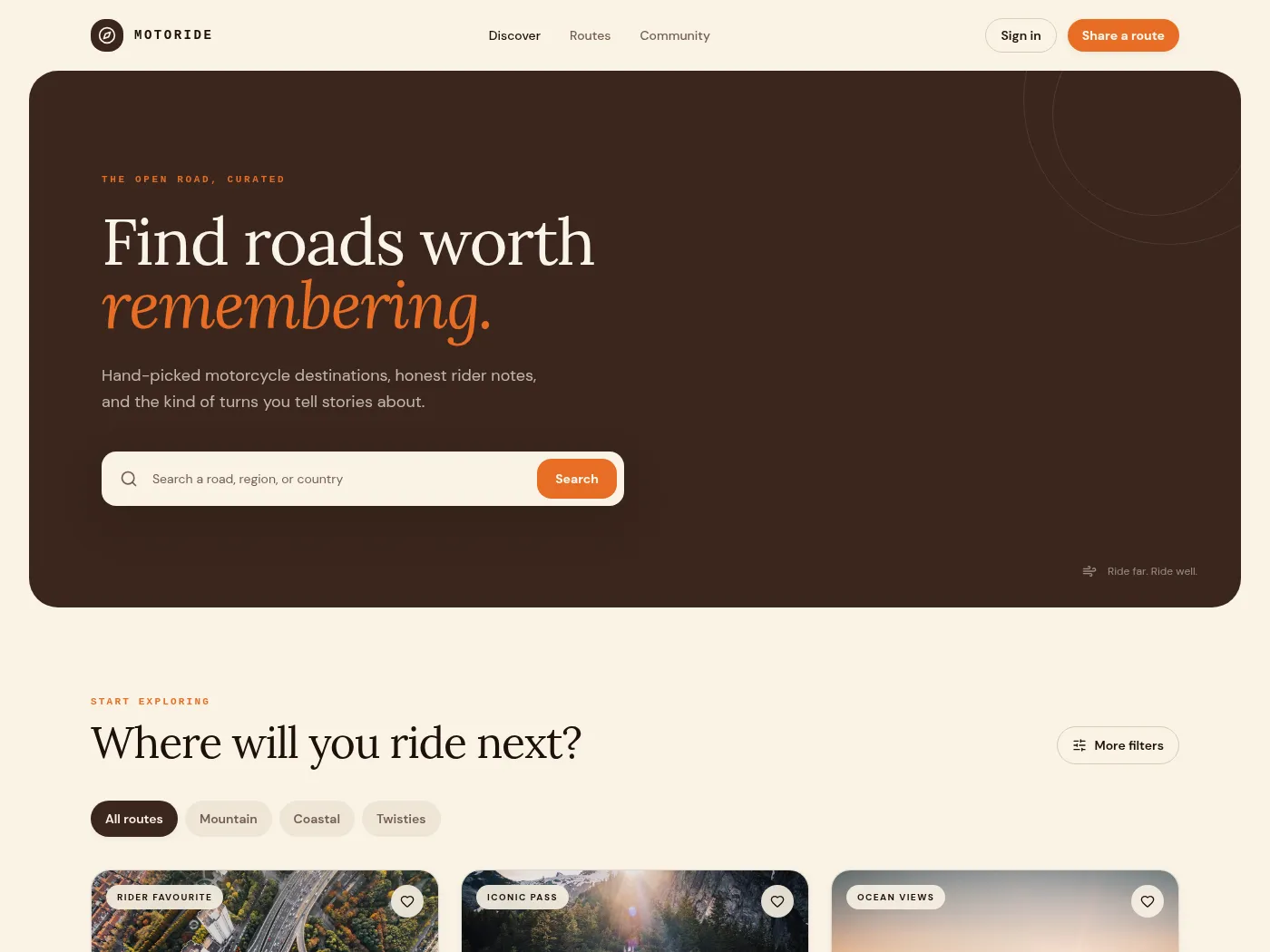 MotoRide Destinations