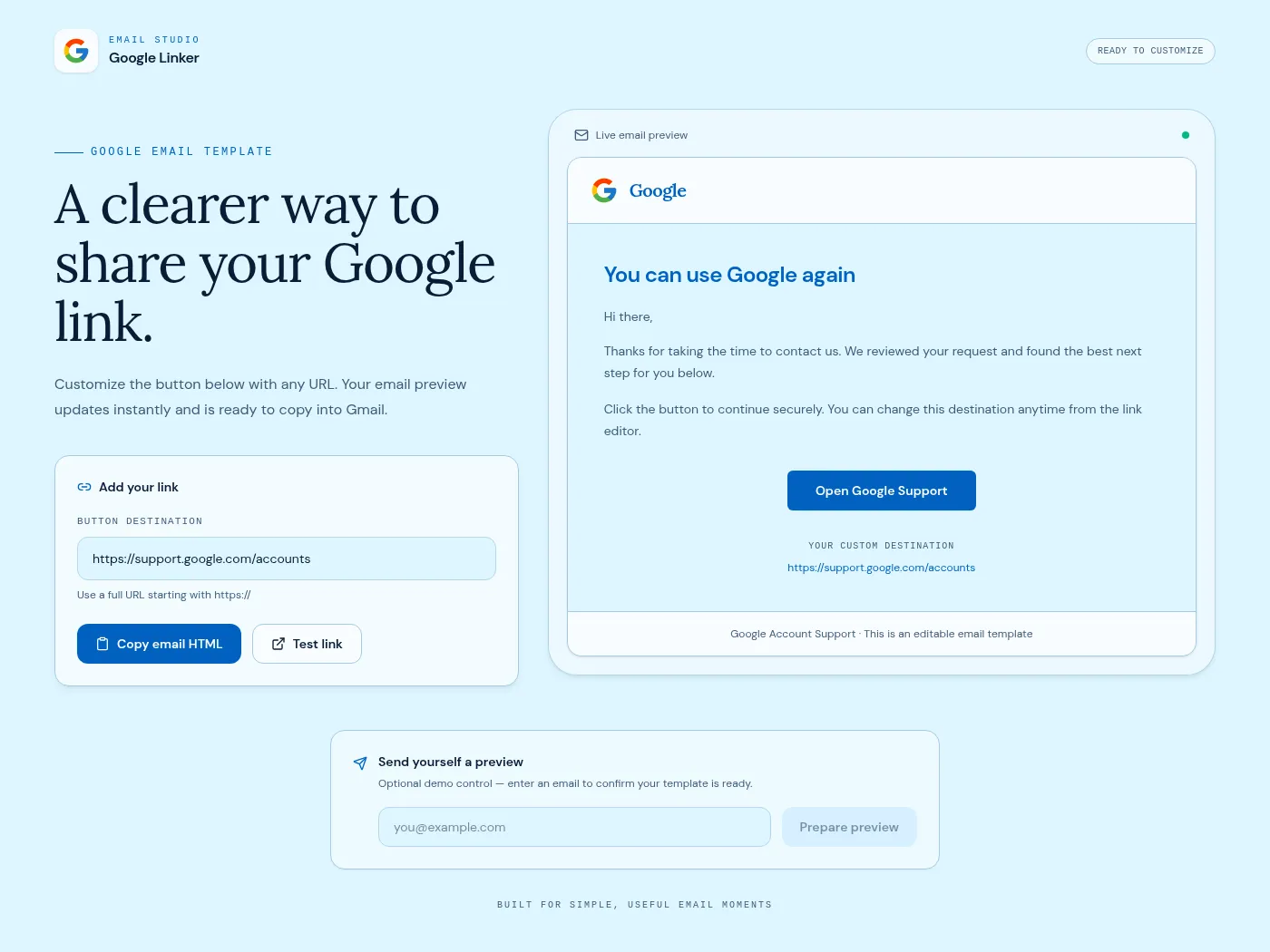 Google Email Template Linker