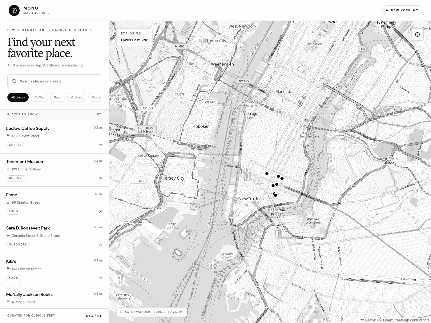 Monochrome Map Explorer