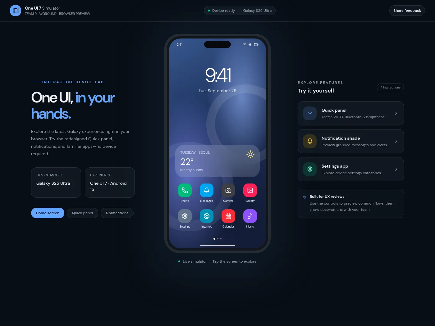 One UI 7 Web Simulator