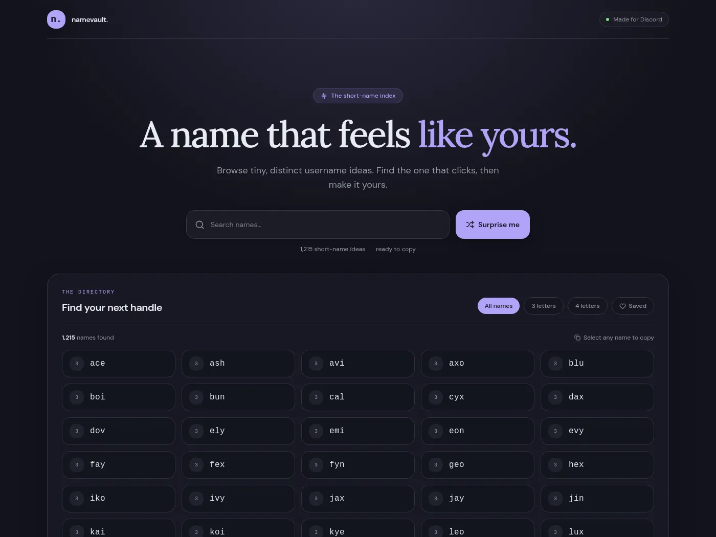 Discord Name Vault