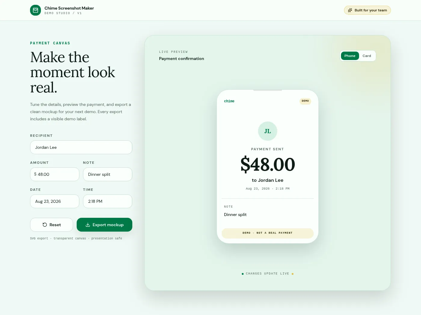 Chime Screenshot Generator