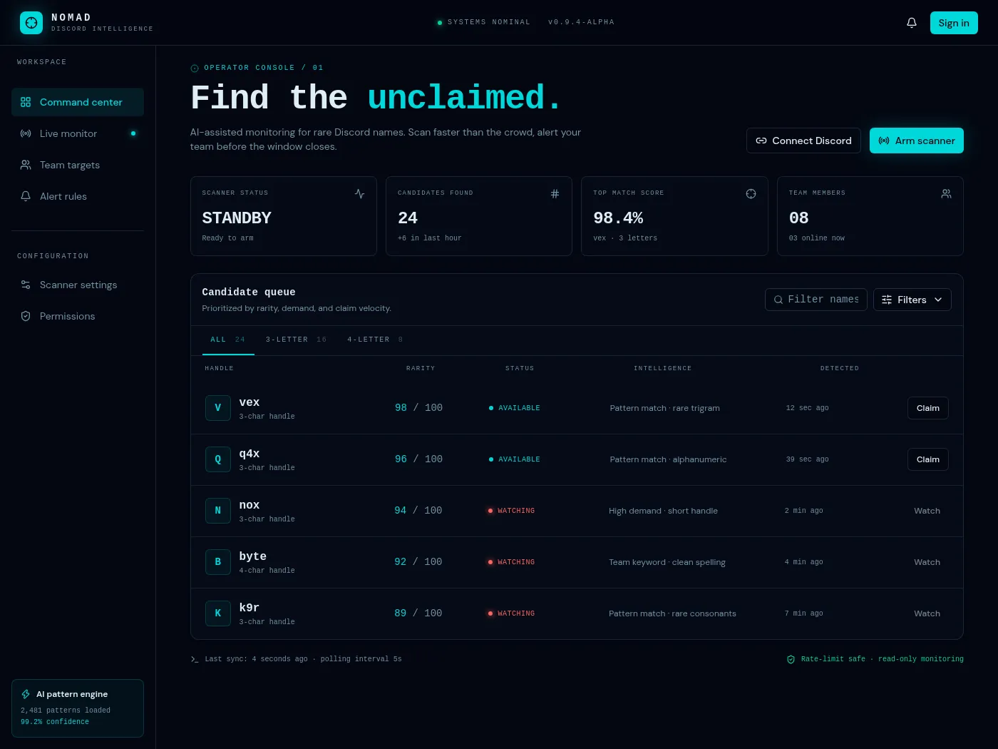 AI Discord Name Sniper