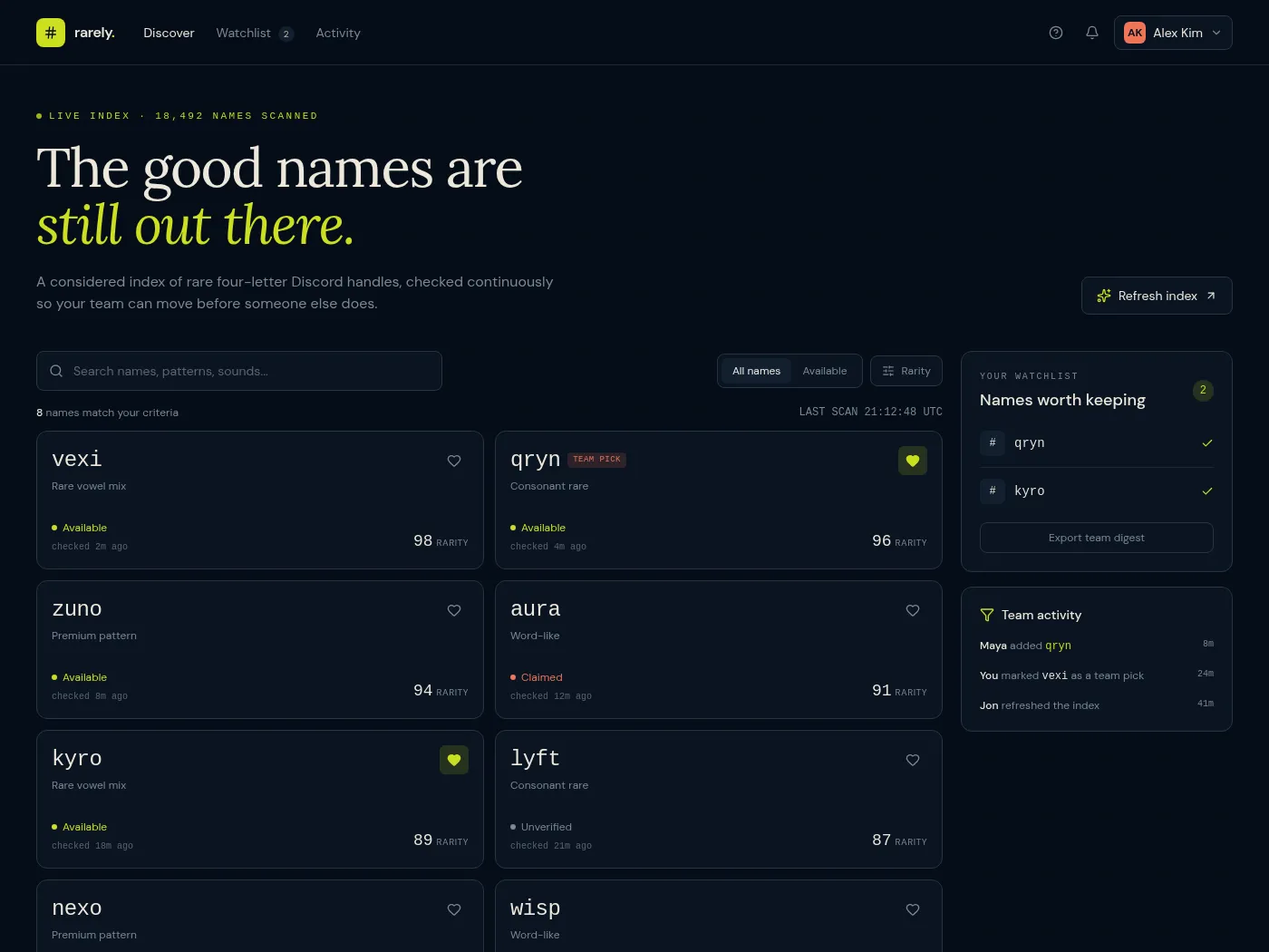 Rare Discord Name Finder