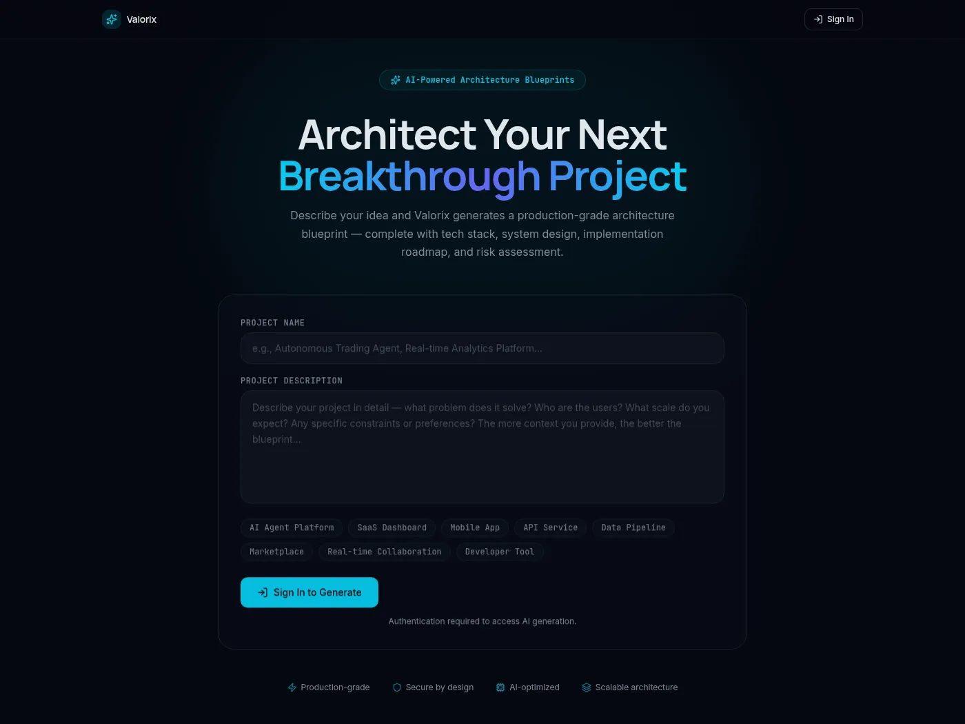 Valorix Project Blueprint