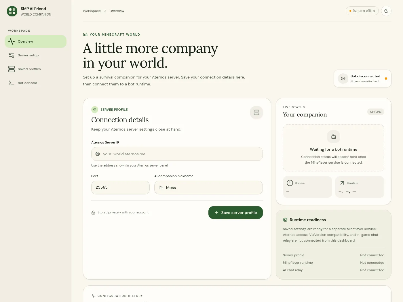 SMP AI Friend Dashboard