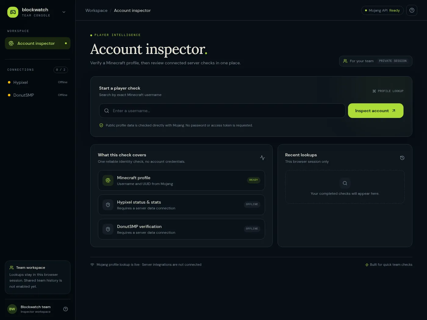Minecraft Account Inspector