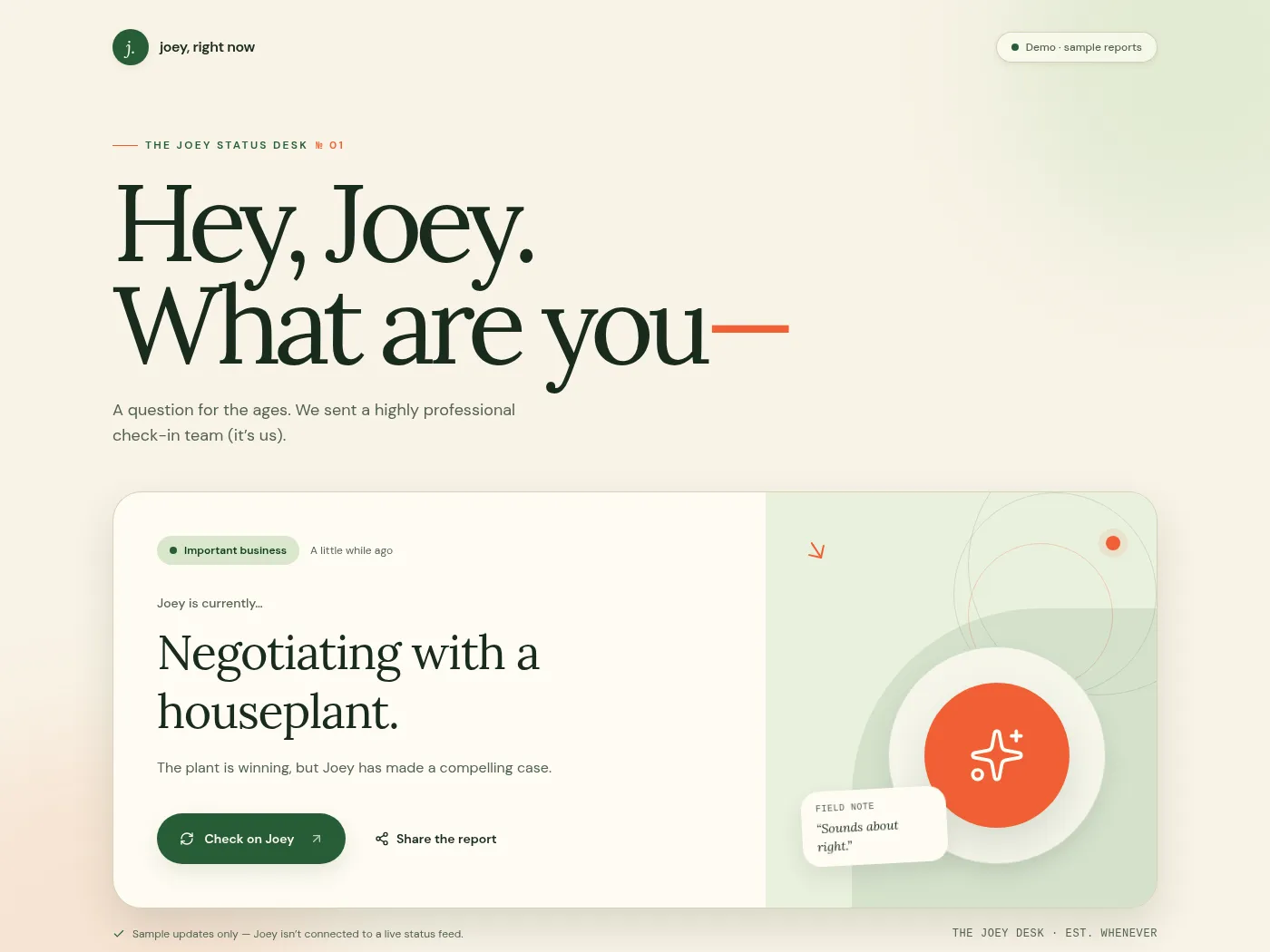 Joey Status Tracker