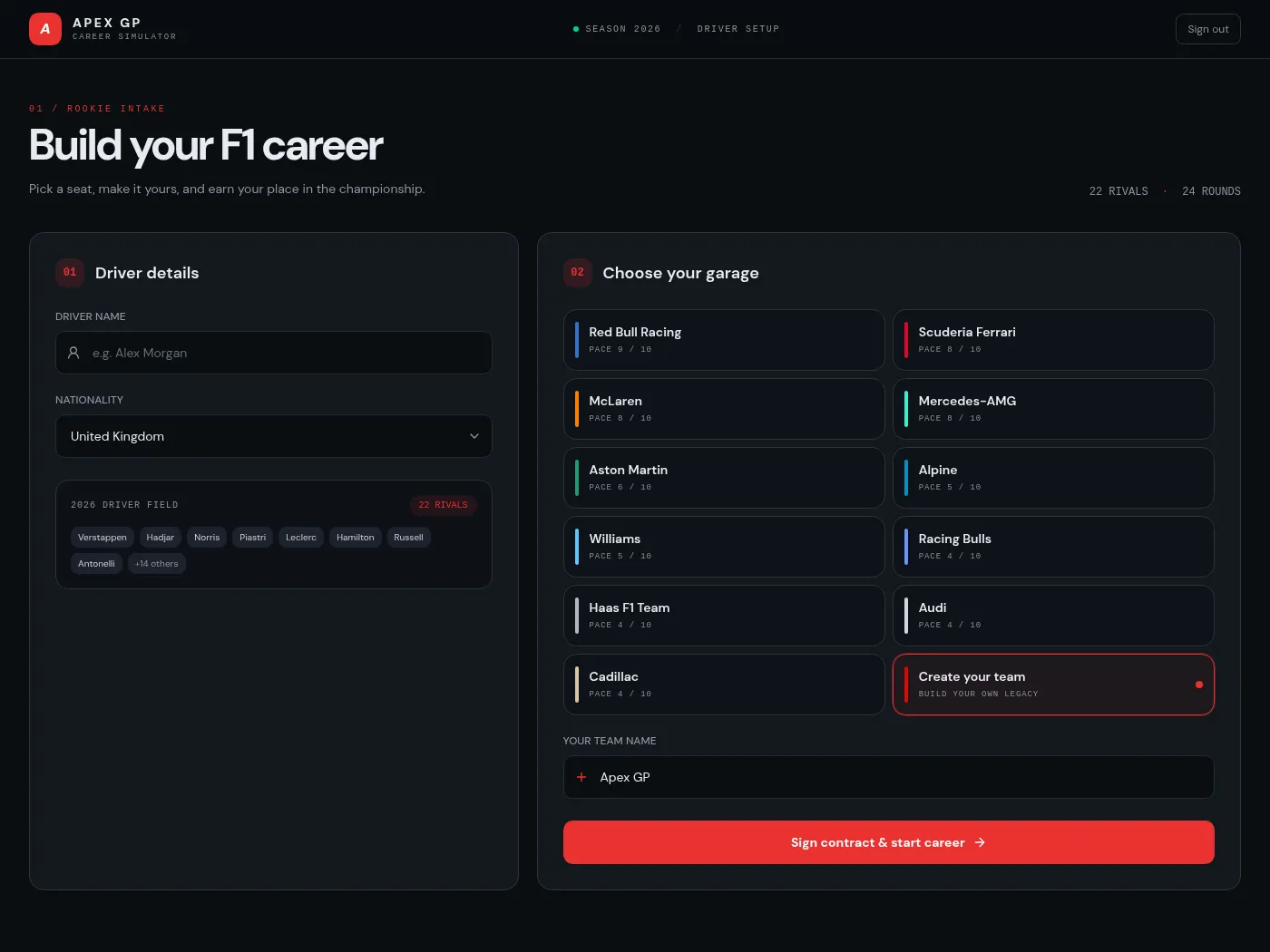F1 Career Simulator